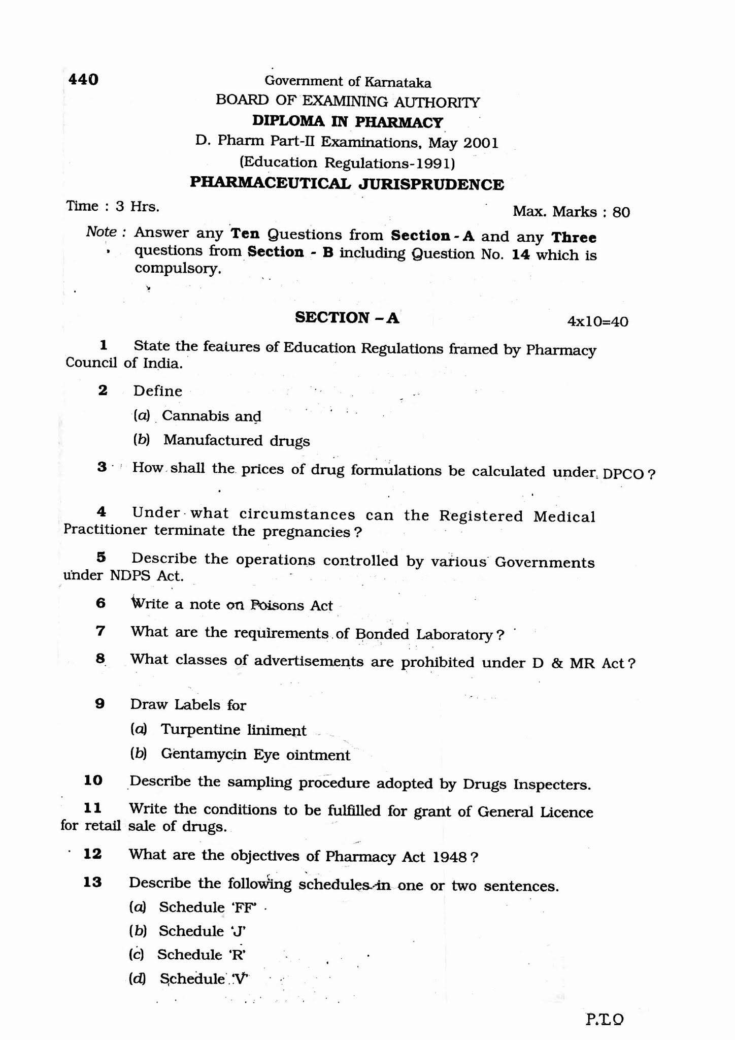 Phyto Chemicals: DSBM II D.Pharm Annual/ Supplementary Question papers ...