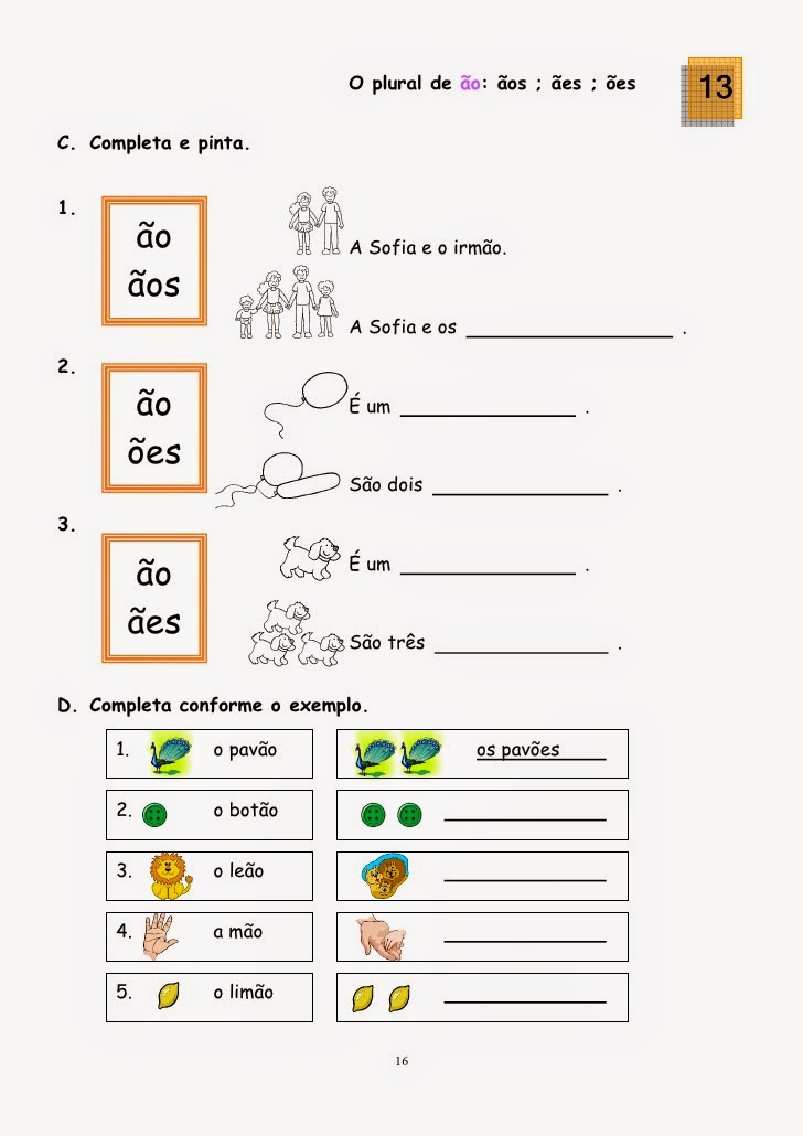 Crescer, aprender e sorrir! : plural de ão