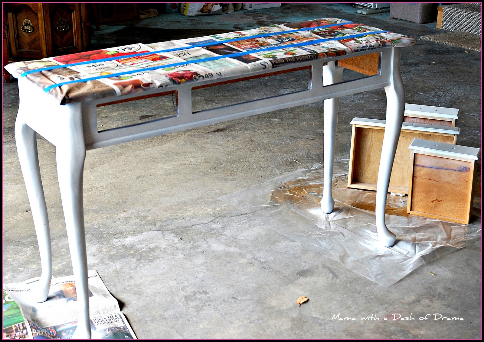 Mama With a Dash of DIY Drama: Updating My Workspace - pretty painted table