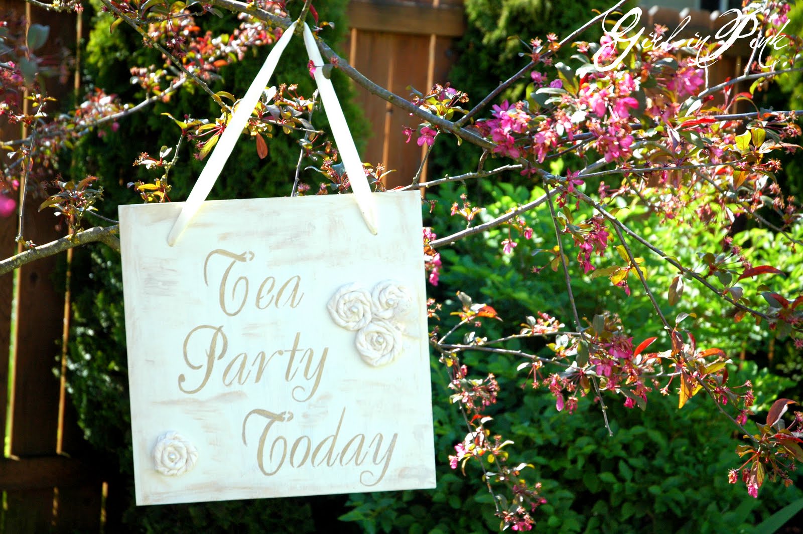 Girl in Pink: Tea Party Sign