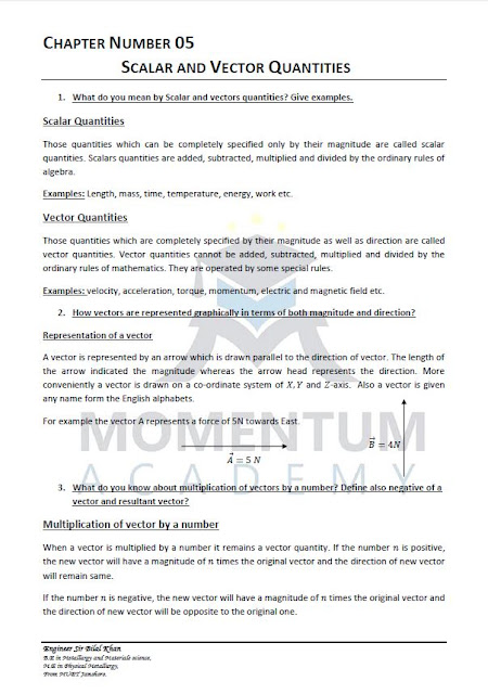 Matric: Physics Chapter No 05: Scalar And Vector Quantities ~ Momentum ...