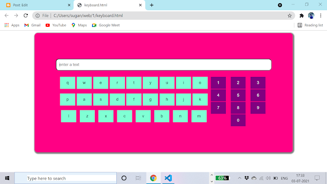Virtual Keyboard in HTML, CSS, JS