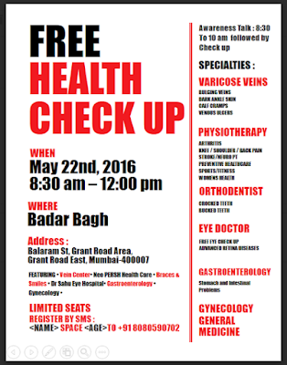 Health Camp: Free Health Checkup Camp at Mumbai on May 22, 2016