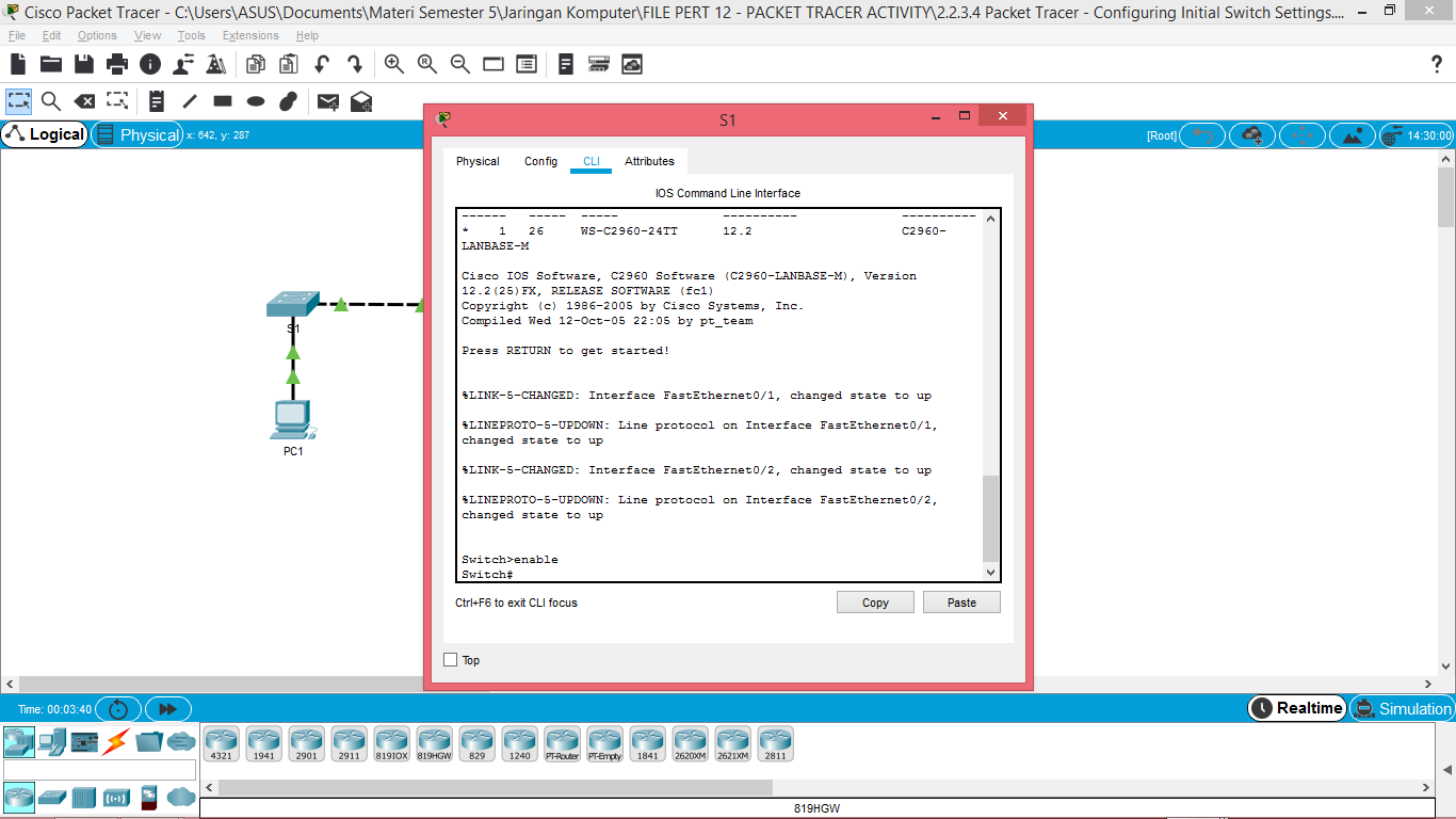 Configuring Initial Switch Setting