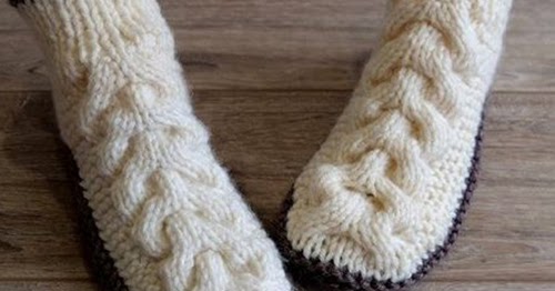 Beautiful Skills - Crochet Knitting Quilting : Wool Cable Slippers ...