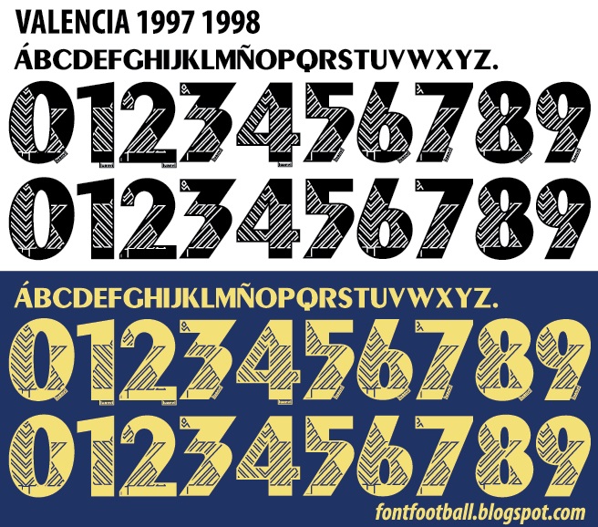 FONT FOOTBALL: Font Vector Valencia CF 1997 1998 kit