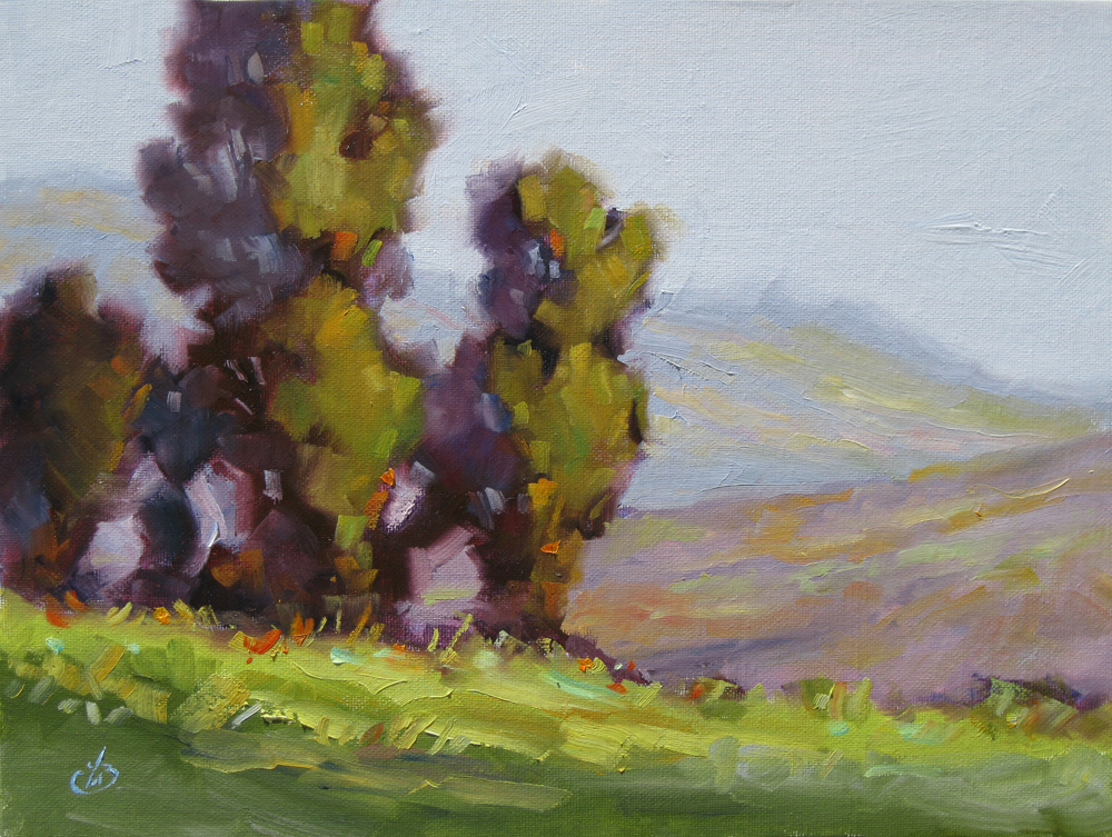 TOM BROWN FINE ART: 12x16 IMPRESSIONIST LANDSCAPE, TREES, MOUNTAINS by ...