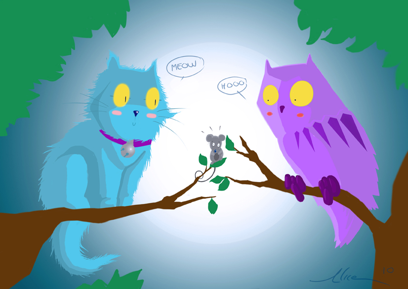 Alto Contraste Diseño e Ilustracion: El búho, el gato y el ratón