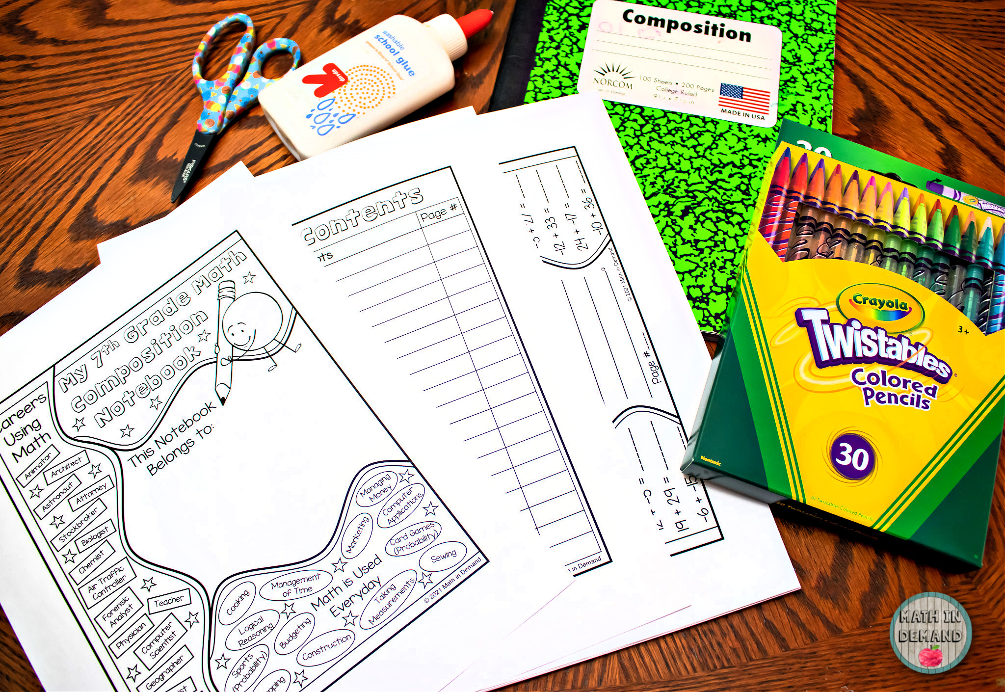 Math in Demand: 7th Grade Math Composition Notebook