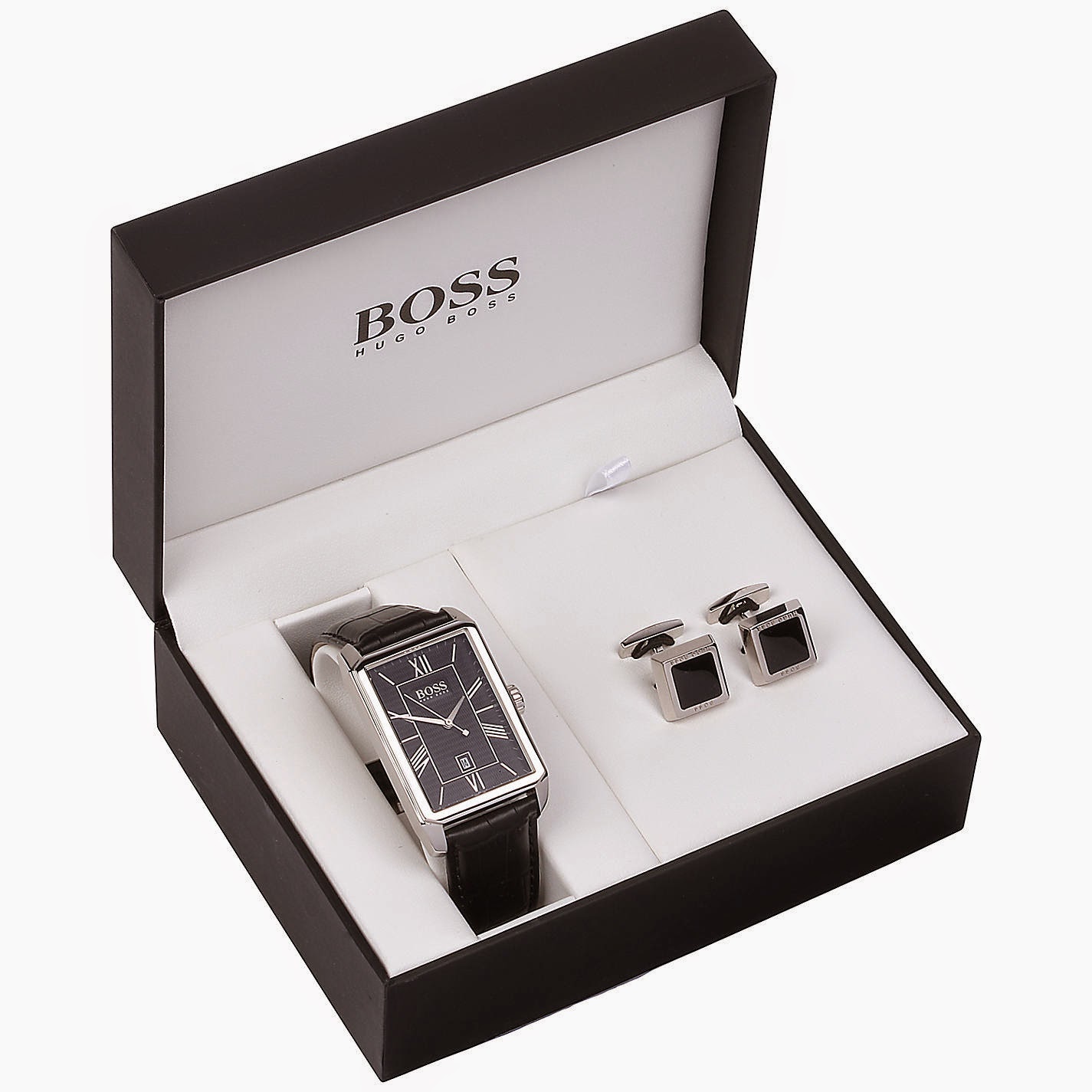 Bijuterii frumoase: Hugo Boss Black Mens Black Leather Strap Square ...