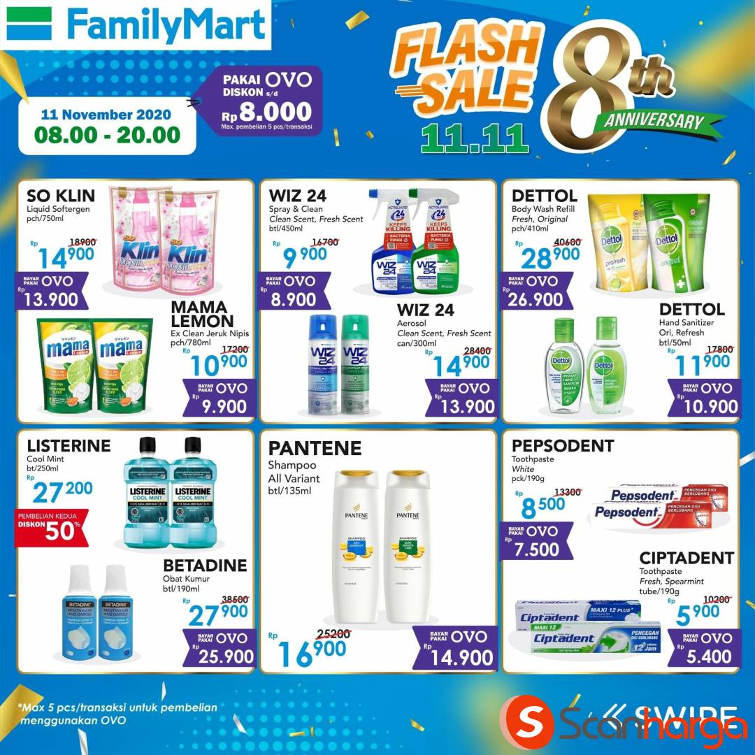Family Mart Promo Flash Sale 11.11 Diskon hingga 8Rb dengan OVO | scanharga