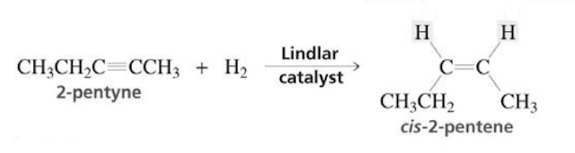 Alkynes: addition of H2 gas and Lindlar catalyst