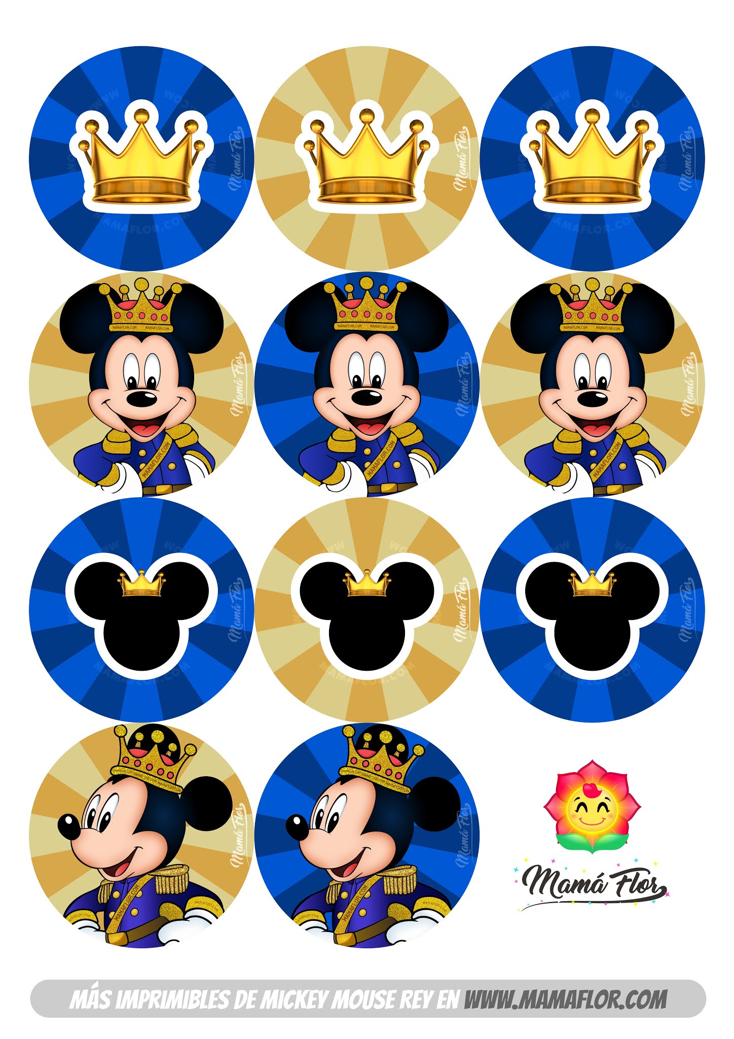 Mickey Mouse REY: Toppers de Cupcakes - MamaFlor.com
