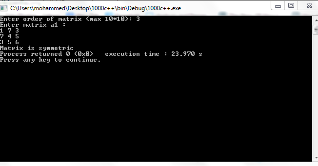 Programmers Area: C++ program to check whether a matrix is symmetric or not