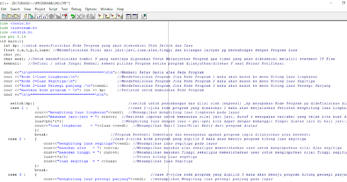 Program Menghitung luas Lingkaran, Segitiga dan Persegi Panjang ~ Purnomo Developer