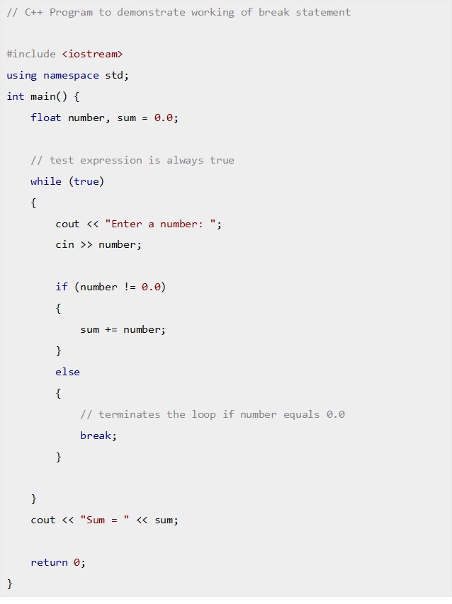 C++ break Statement ~ Concept of C++
