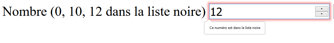 Exemple : Validation de formulaire avec Javascript (setCustomValidity)