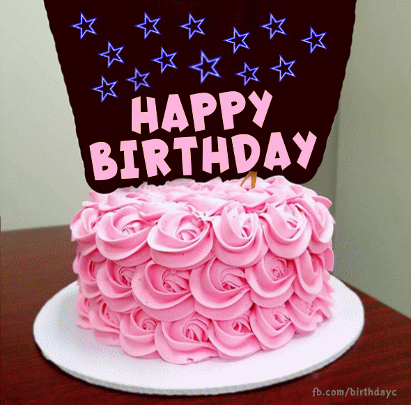Cake with rose, birthday greeting gif