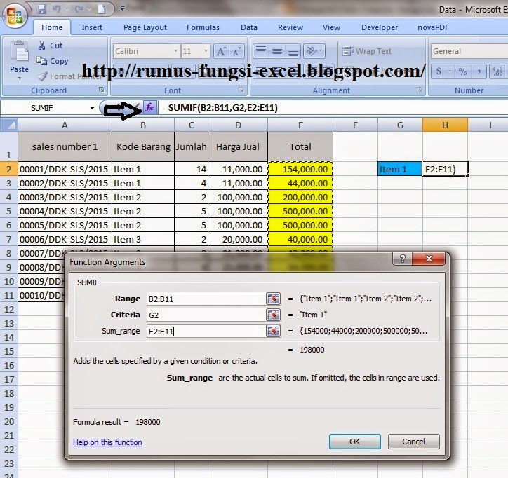 Rumus Fungsi Excel: Fungsi Sum dan Sumif di Excel