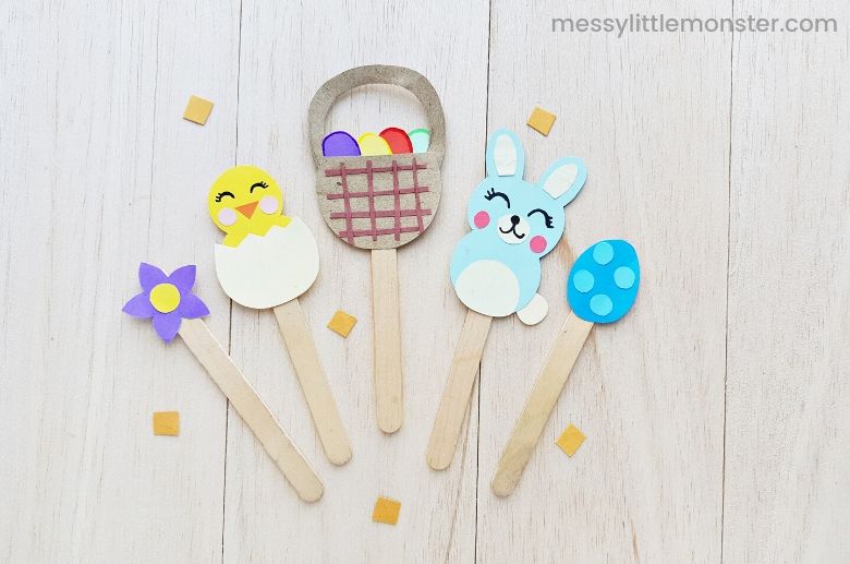 Easter Stick Puppets Craft - - Messy Little Monster