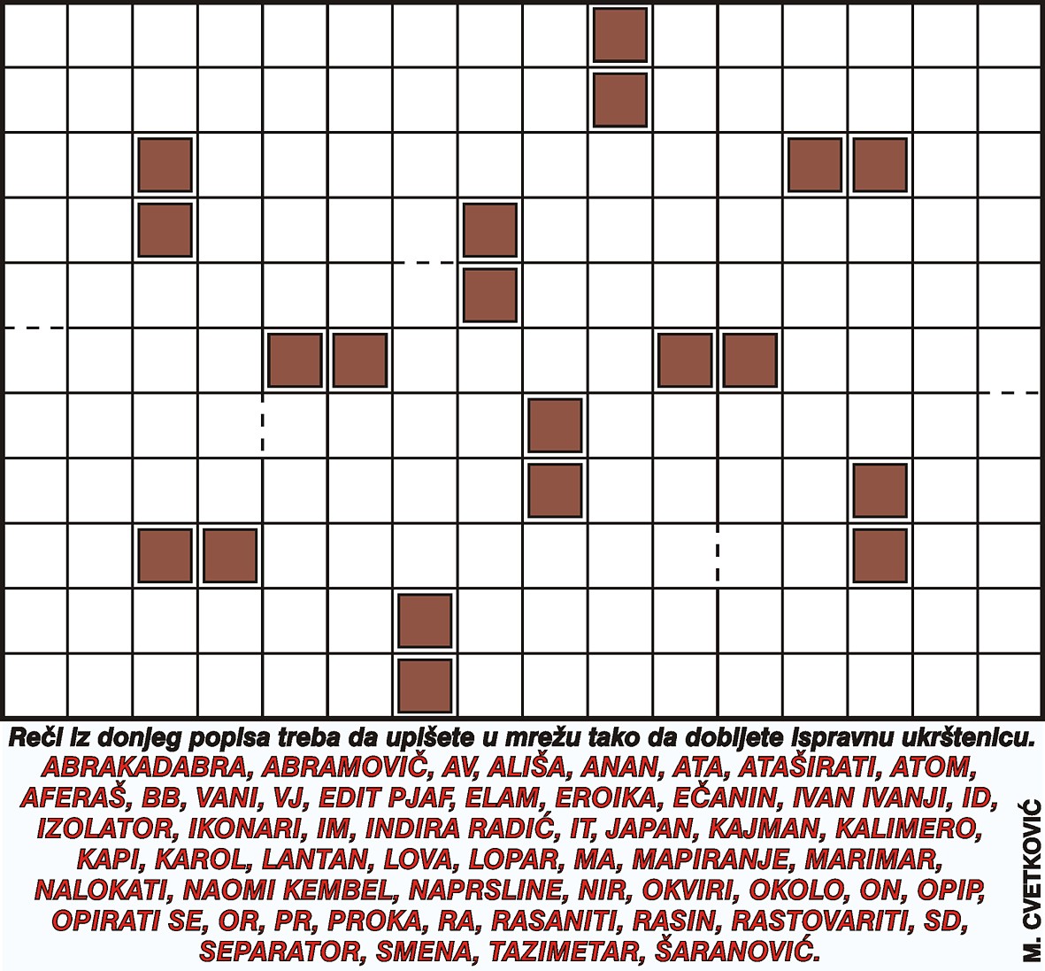 МИРОСЛАВЉЕВА ЕНИГМАТИКА: MOZAIČKA UKRŠTENICA
