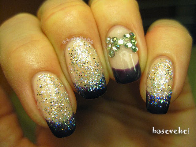 baseveheinails: Hybrydy: French, Brokat i Cyrkonie - Semilac 054, 100