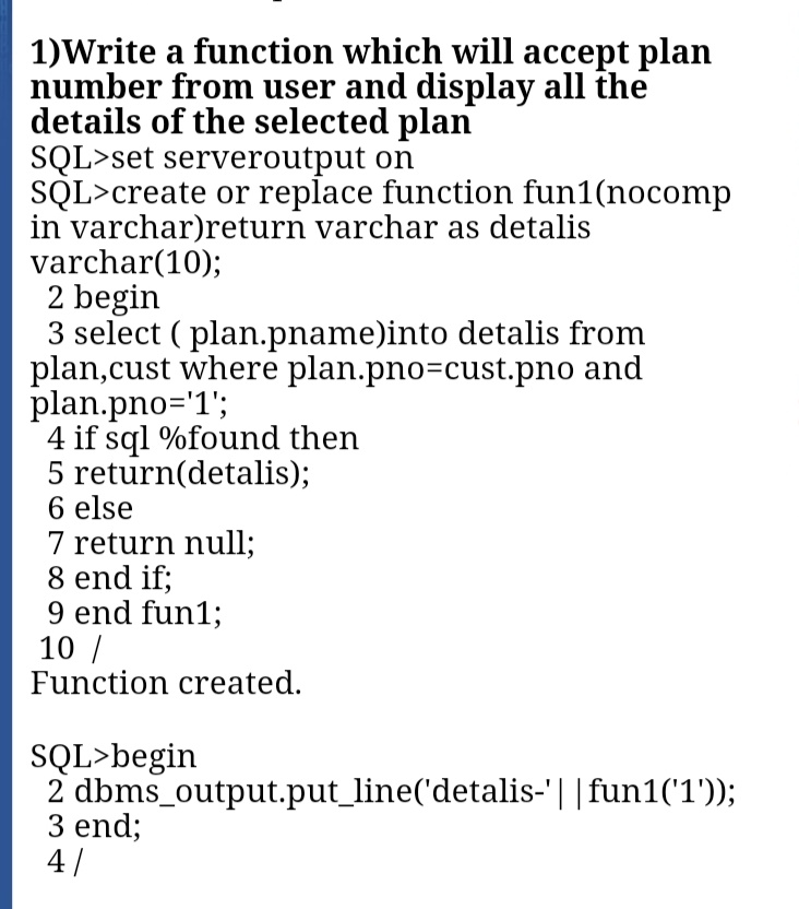 Degree Program - BCA Course Practical Slips Solution : RDBMS_slip