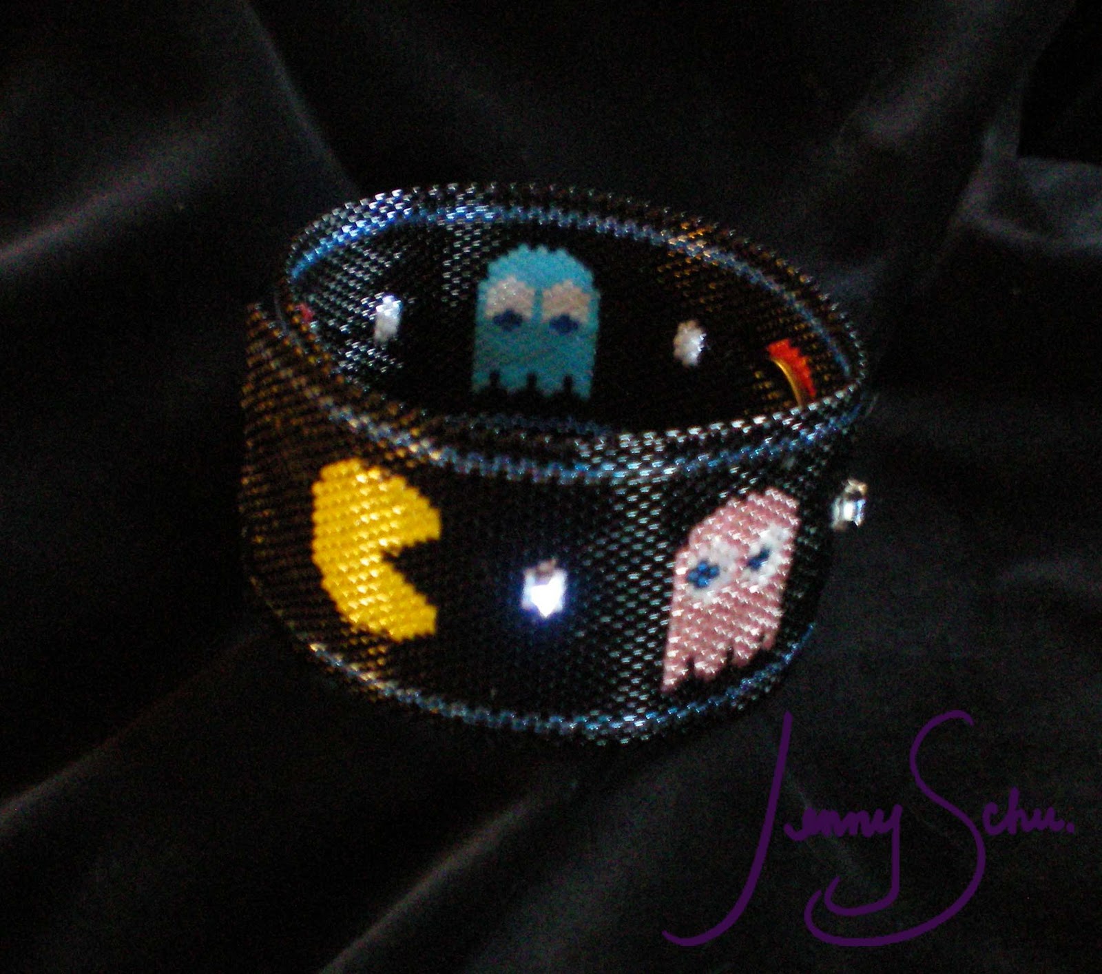 Jenny Schu: Beadweaving and Fiber Art: eTextiles: Pac Man bangle