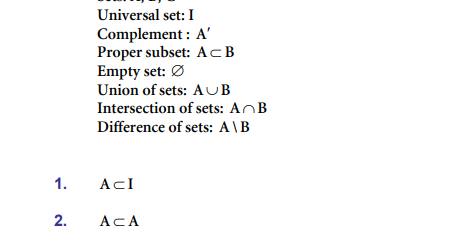 Set Identities Formulas
