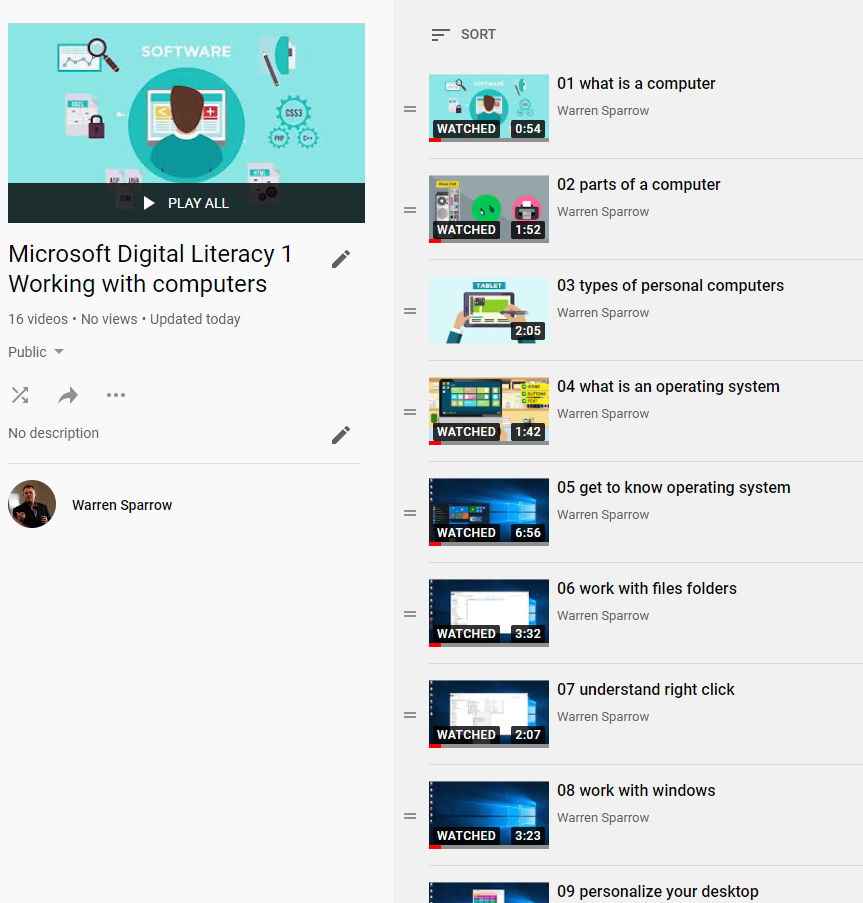 Warren Sparrow: Microsoft Digital Literacy
