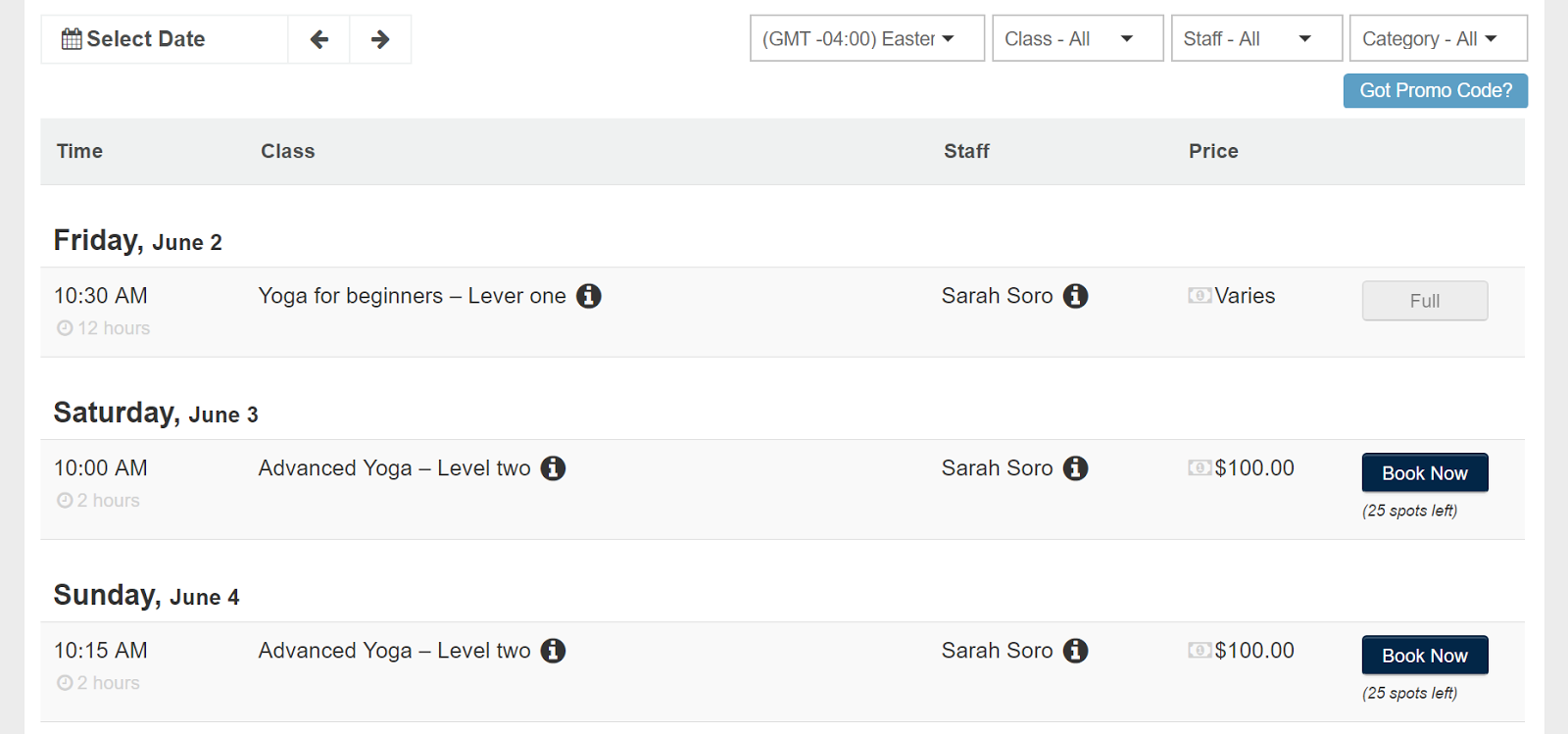 NEW! List View For Class Bookings - BookSteam Blog