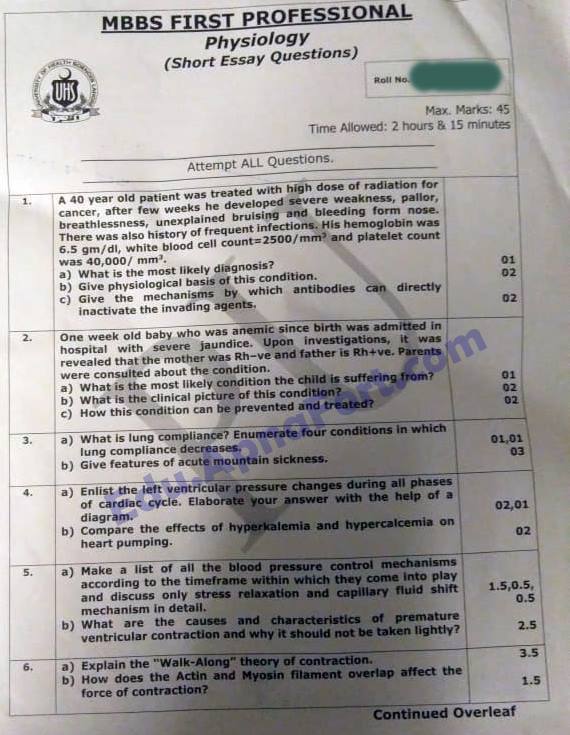 UHS 1ST YEAR MBBS PHYSIOLOGY ANNUAL PAPER 2019 uhs-1st-year-mbbs-physiology-annual-paper-2019
