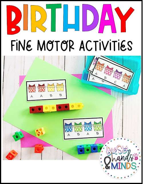Birthday Fine Motor Activities for Preschool | Busy Hands and Minds