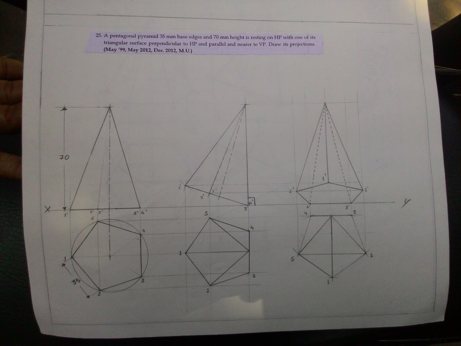 QUESTION BANK AND ASSIGNMENT: Projection Of Solids