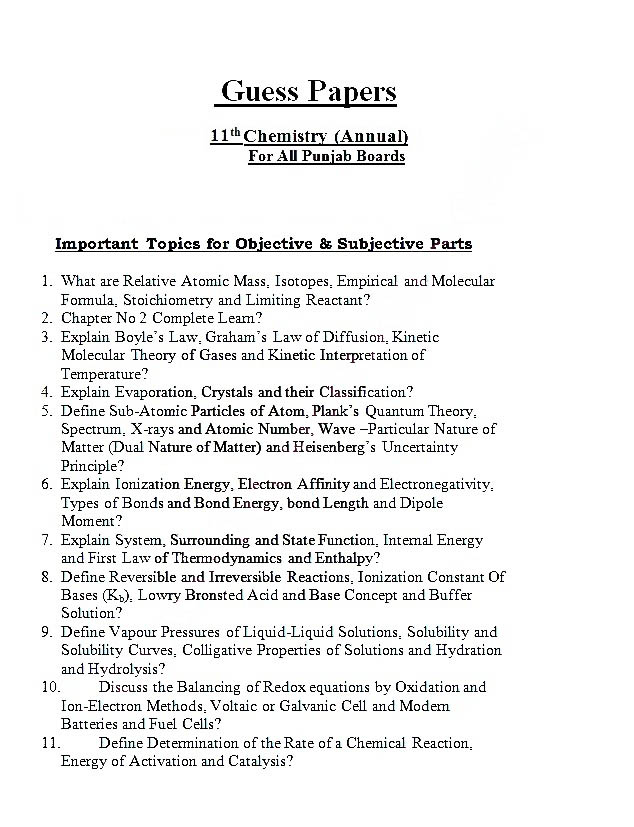 1st Year 11th Class Chemistry Guess Paper Solved 2023 Ratta pk 1st-year-11th-class-chemistry-guess-paper-solved-2023-ratta-pk