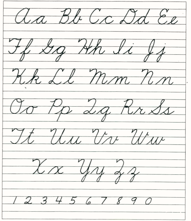 Cursive Letter Chart - Letter Format