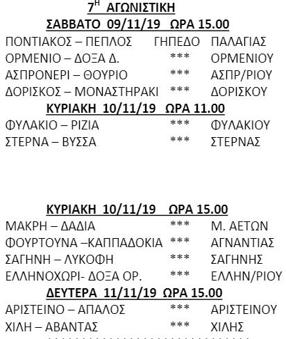 ΠΡΟΓΡΑΜΜΑ ΑΓΩΝΩΝ Β΄ ΚΑΤΗΓΟΡΙΑΣ ΕΠΣ ΕΒΡΟΥ, ΠΕΡΙΟΔΟΥ 2019-2020