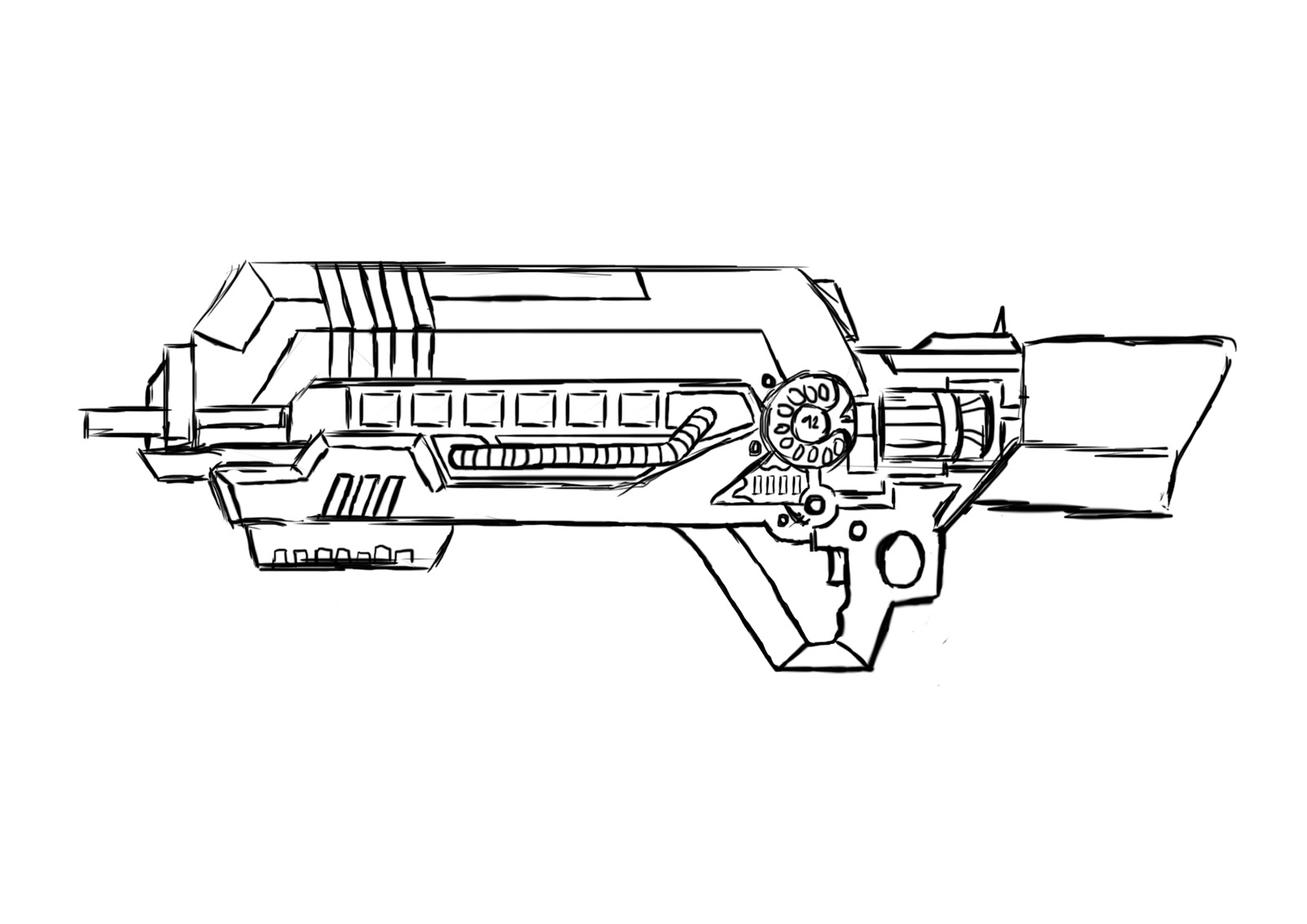 Futuristic Gun Drawing