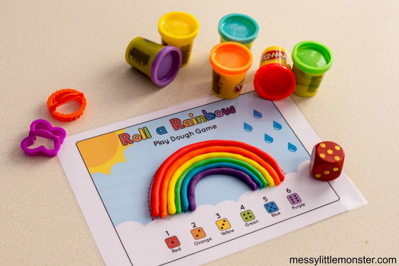 Rainbow Playdough Counting Activity - Messy Little Monster