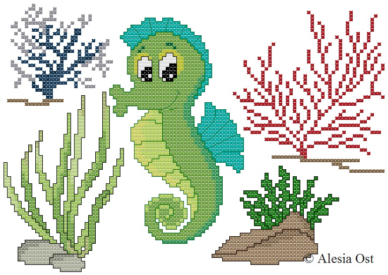 X-Stitch Magic: Sea-patterns: Seahorse