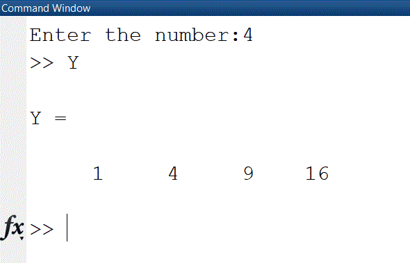 Return the first N perfect squares - MATLAB Programming