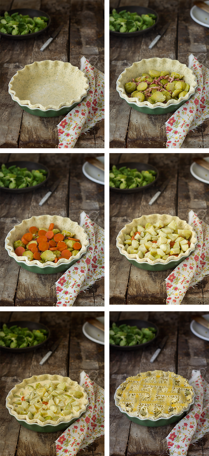 Quiche de coles de bruselas y beicon