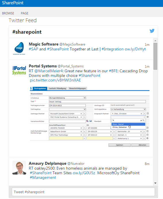How to add Twitter Widget to SharePoint