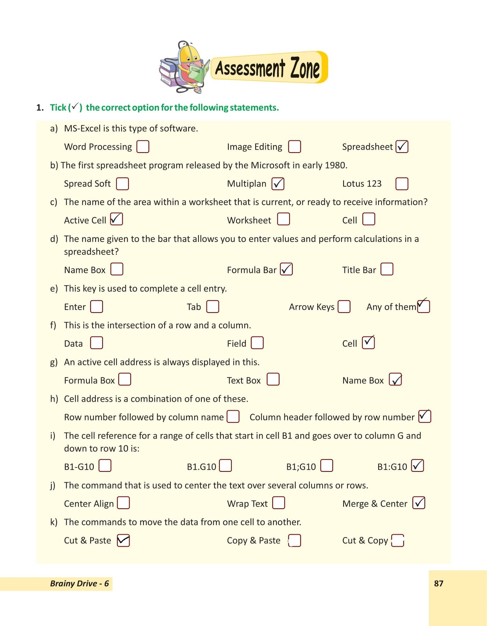 CLASS 6 CH- 5 WORKING WITH MS-EXCEL 2016