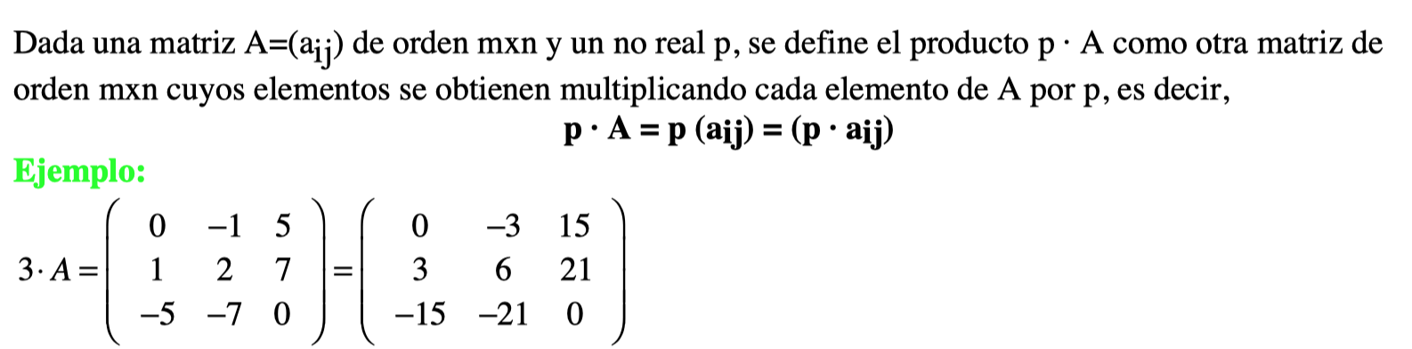 LAS MATES DE SANDRA: PRODUCTO DE UN NÚMERO POR UNA MATRIZ