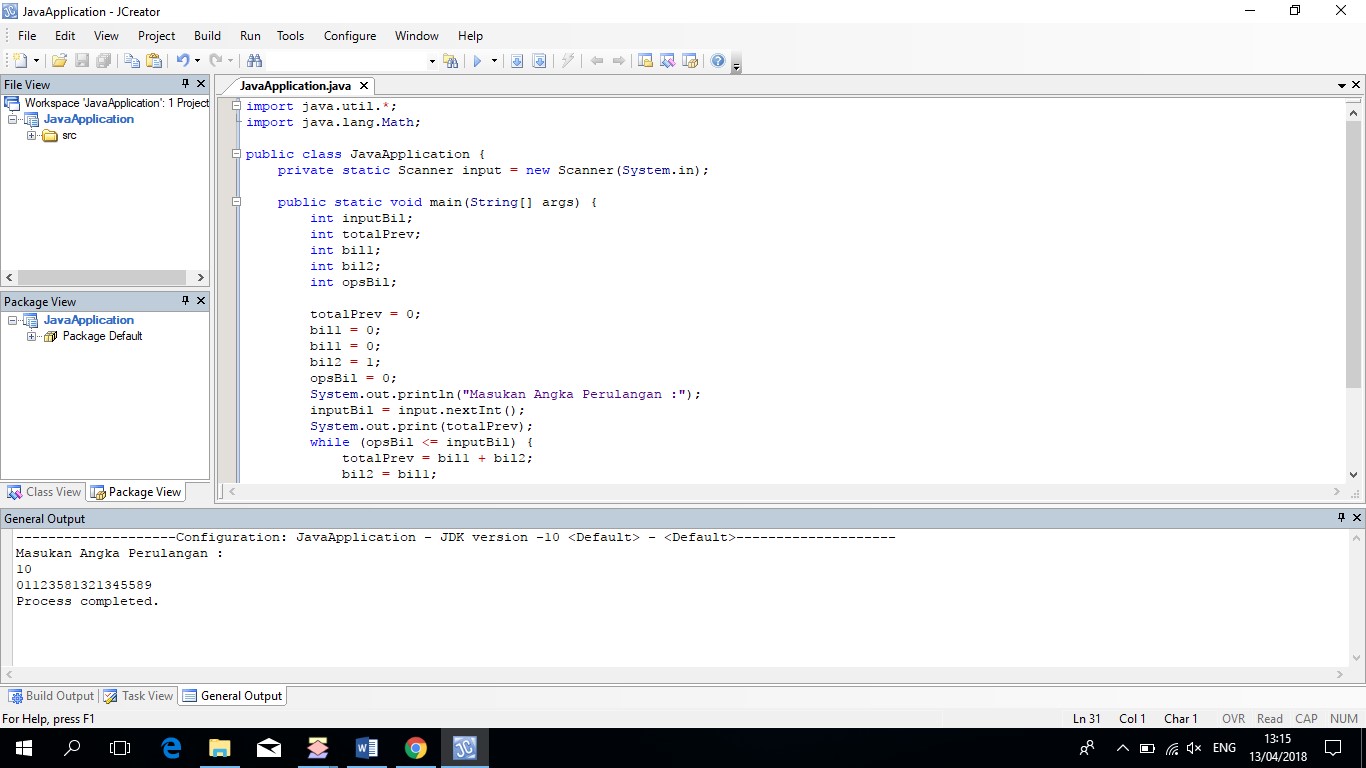 Program Menampilkan Deret Fibonacci Dan Program Menghitung Factorial