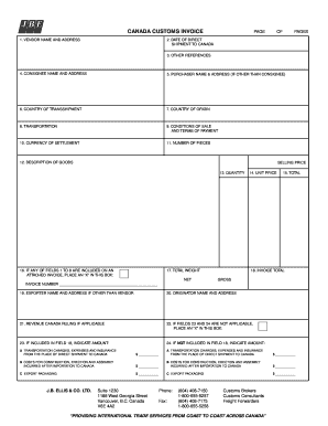 Canada Customs Invoice Requirements - Invoice Template