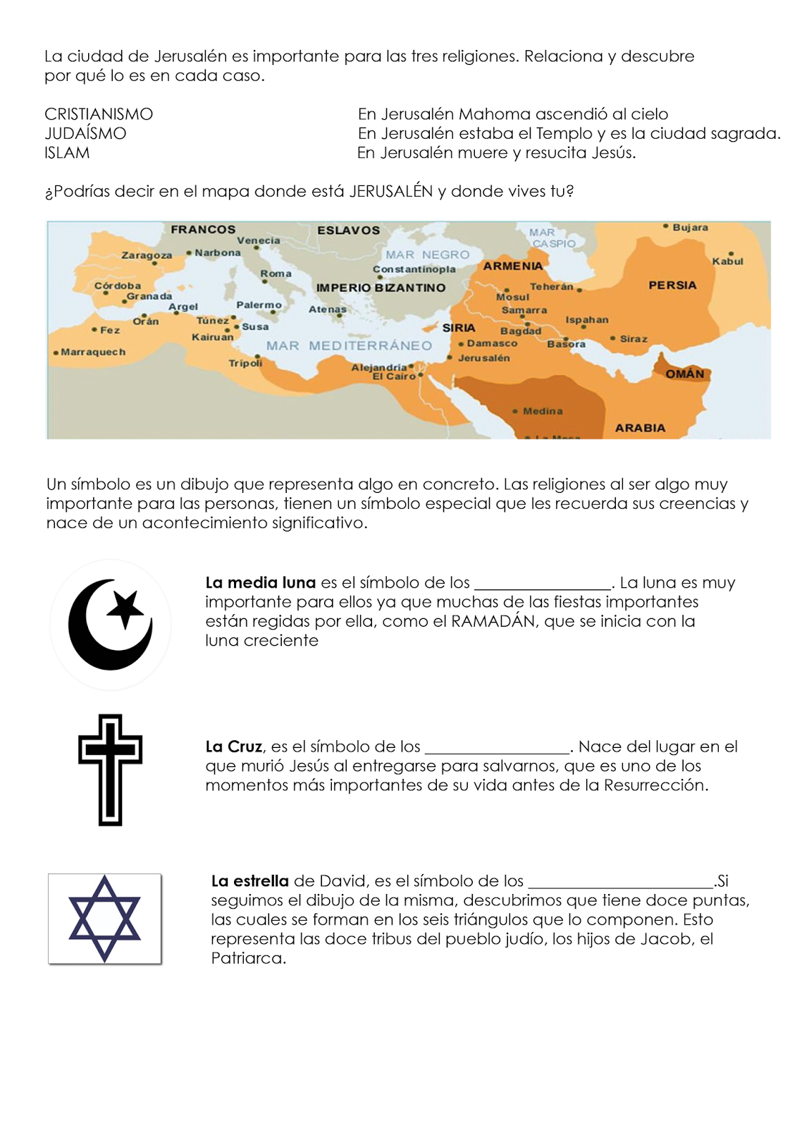 ERLIJIOKO IRAKASLEA: FICHA SOBRE LAS RELIGIONES