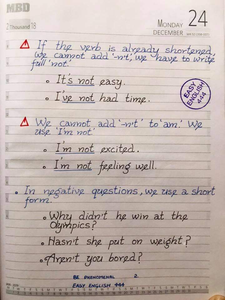 Negative Forms and Negative Questions ~ EASY ENGLISH 444